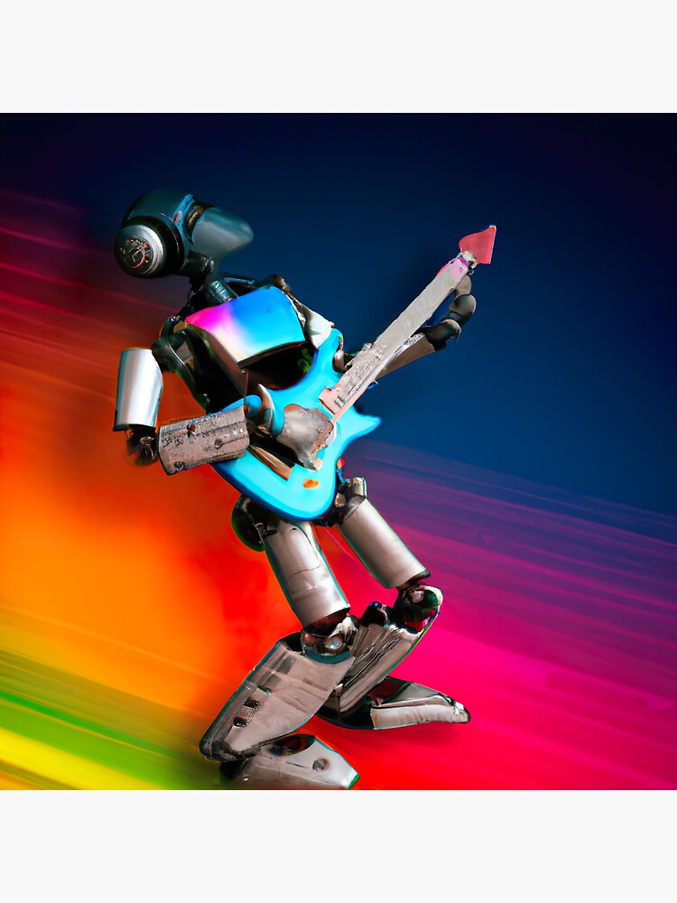 "Rock star Robot on guitar" Sticker for Sale by Ludvig823 | Redbubble