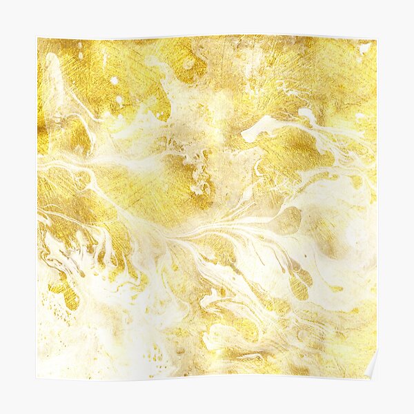 "Goldener Marmor I Gold und weiße abstrakte Kunst des Strudels" Poster ...
