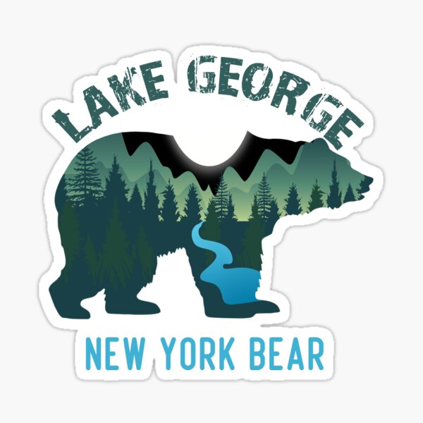 "Lake George New York Bear" Sticker for Sale by monkee-art | Redbubble