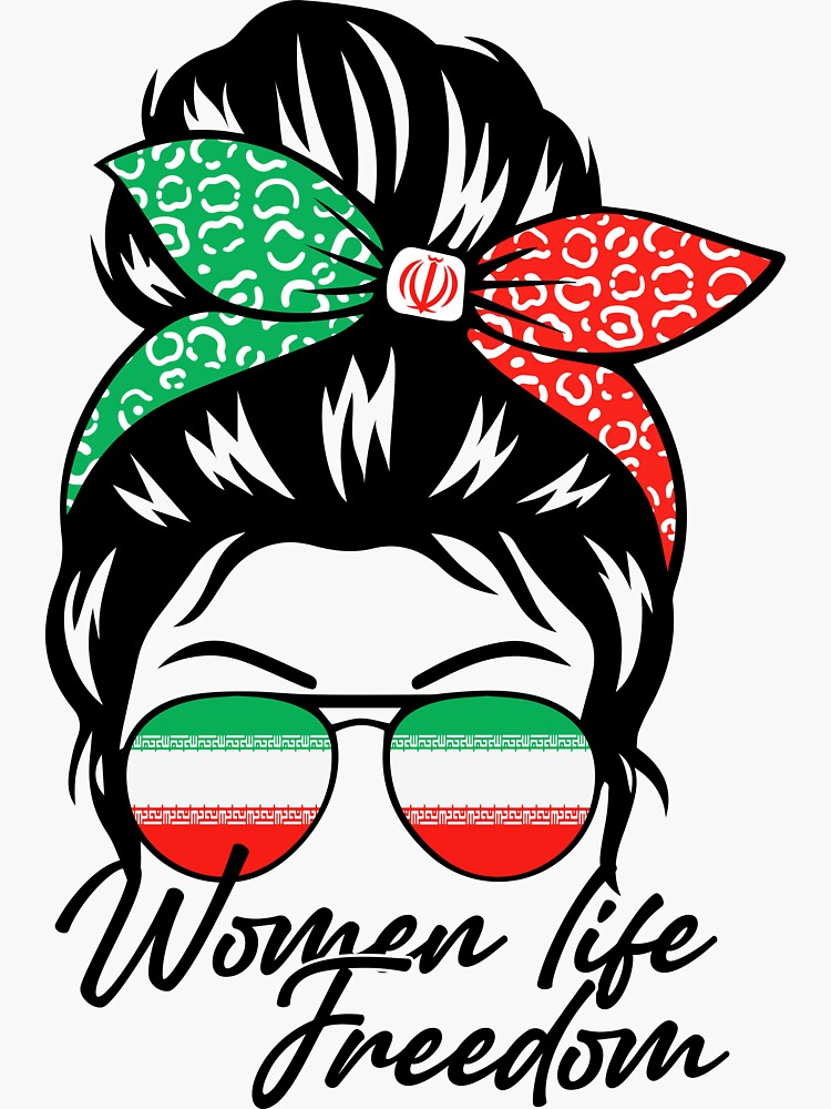 "Women Life Freedom Zan Zendegi Azadi Messy Bun Leopard Iran Lion" Sticker for Sale by ...