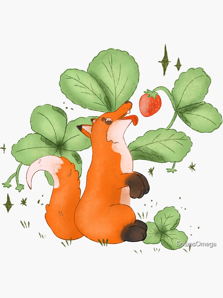 "The fox and the strawberry" Sticker for Sale by SowasOmega | Redbubble