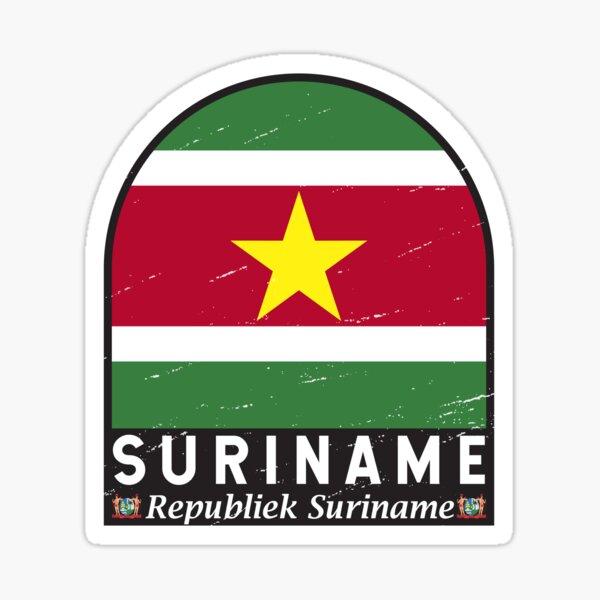 "Suriname Flag Emblem Distressed Vintage" Sticker for Sale by ...