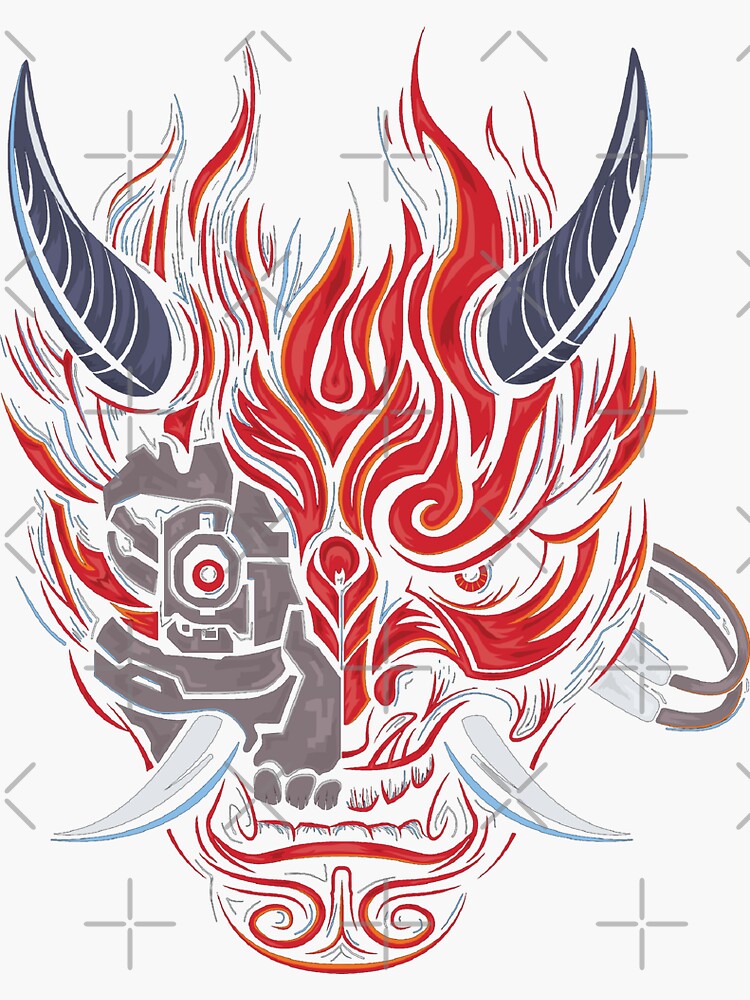 "Cyberpunk Samurai 2077 Oni" Sticker for Sale by Minotaur101 | Redbubble