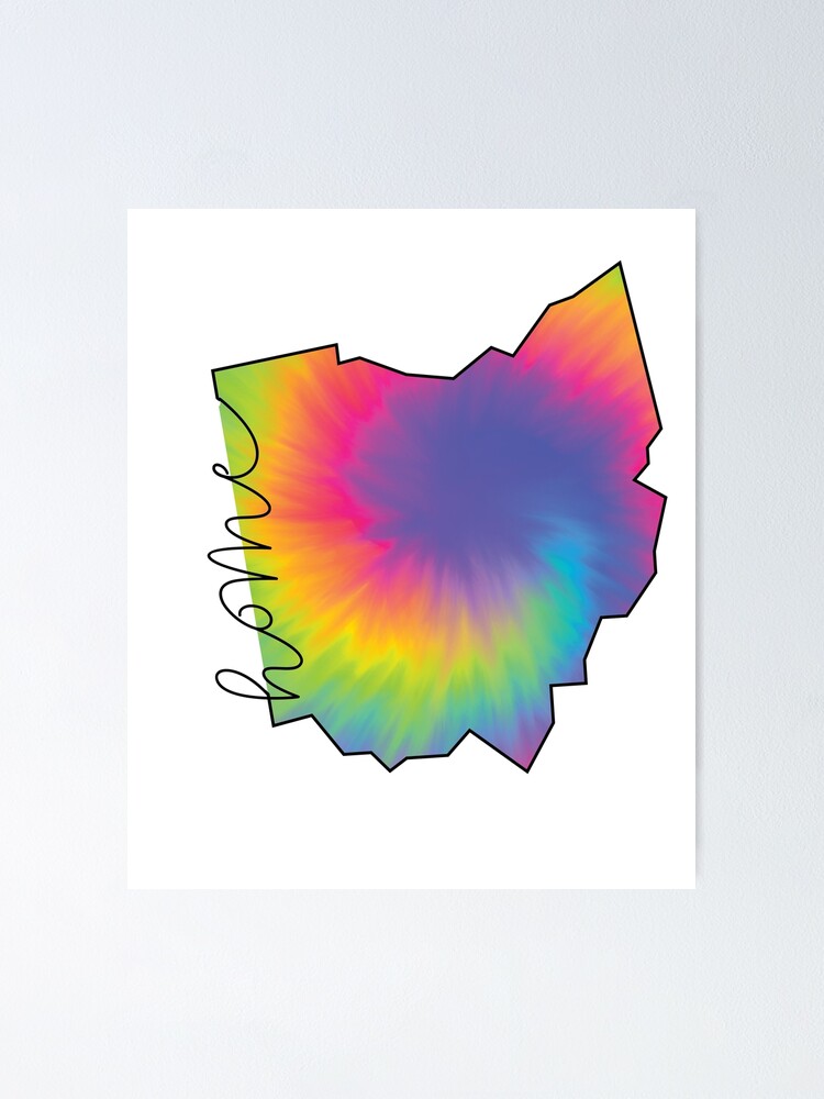 "Ohio Home State Outline Map Tie Dye " Poster for Sale by clothesy7 ...