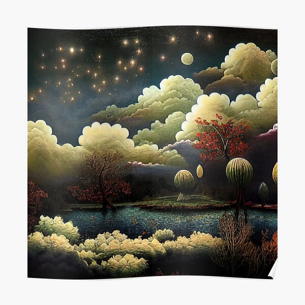 "Starry autumn night" Poster for Sale by Bcraftery | Redbubble