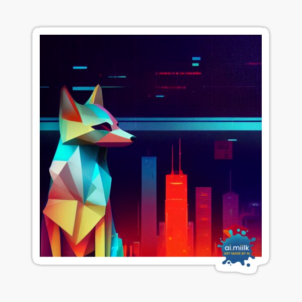 "Neon Fox by ai.miilk" Sticker for Sale by ai-miilk | Redbubble