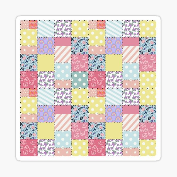 "patchwork colourful quilt " Sticker for Sale by Dinablal | Redbubble