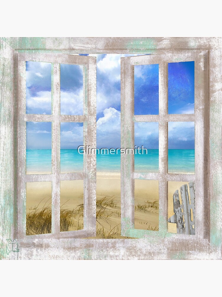 "Caribbean Cottage tropical beach house window, coastal art" Art Print ...