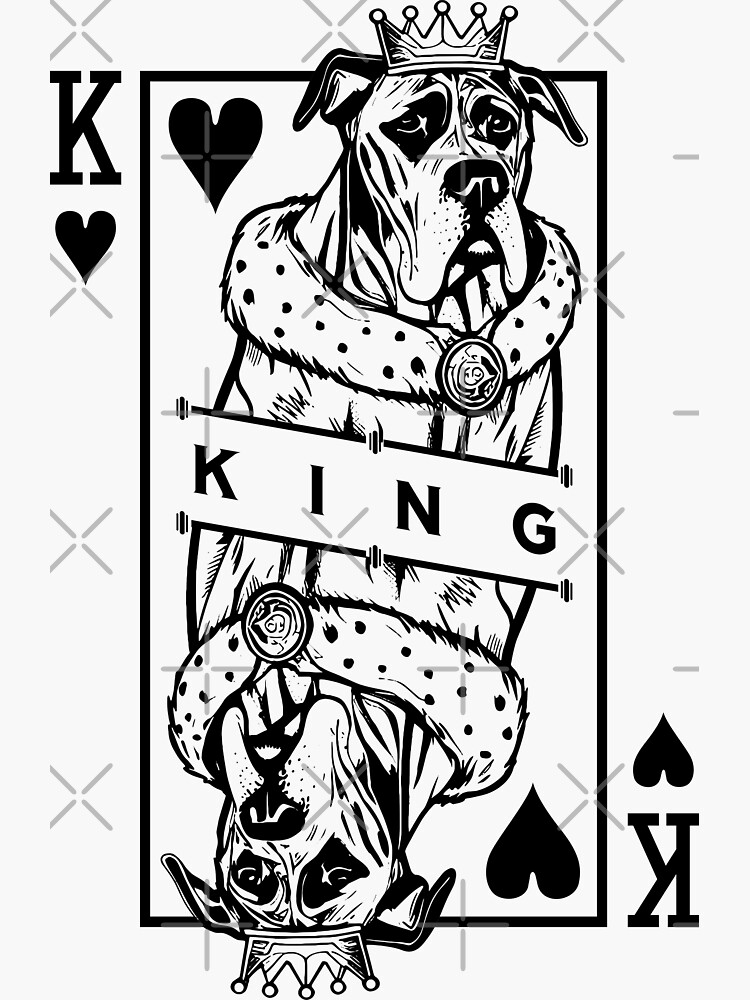 "Great Dane King Of Hearts Funny Dog Playing Card Pop Art" Sticker for ...