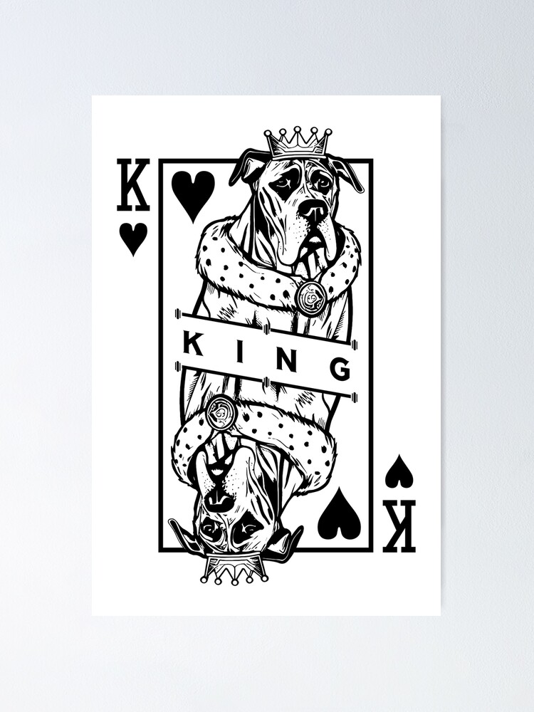 "Great Dane King Of Hearts Funny Dog Playing Card Pop Art" Poster for ...