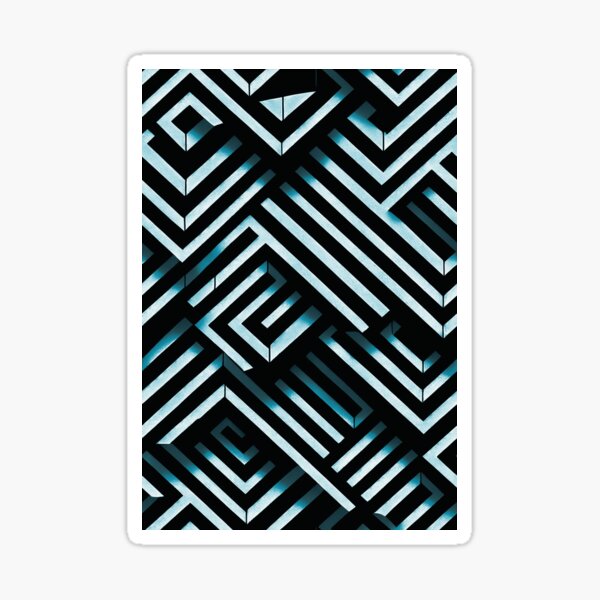 "3D Abstract Geometric Pattern, Black & White with Teal Shadows" Sticker for Sale by GrimCutie ...
