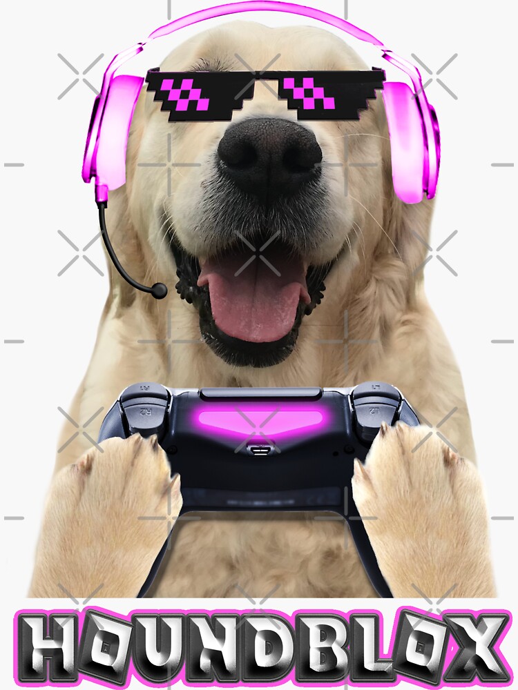 Pegatina «HOUNDBLOX: Perro rosa jugando Playstation (Perro gamer online ...