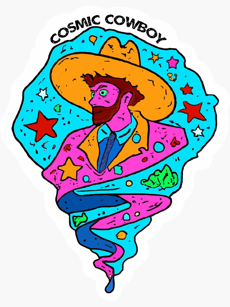 "Cosmic Cowboy" Sticker for Sale by JandyDesign | Redbubble