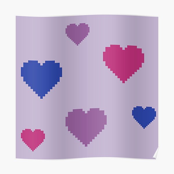 "Bi Pride Hearts Pixel Art" Poster for Sale by christinegames | Redbubble