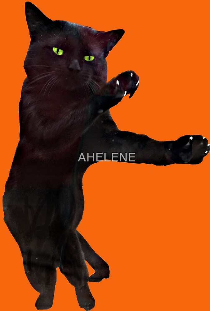 "Halloween dancing black cat " by AHELENE | Redbubble