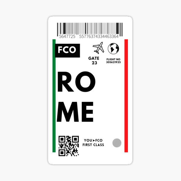 "Rome Flight Ticket Boarding Pass" Sticker for Sale by Luceanox | Redbubble