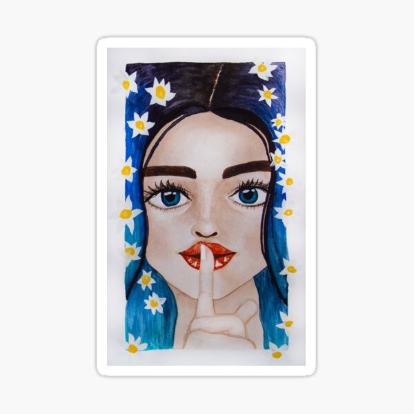 "Beautiful Portrait of a Woman Painted in Watercolor with Flowers and ...