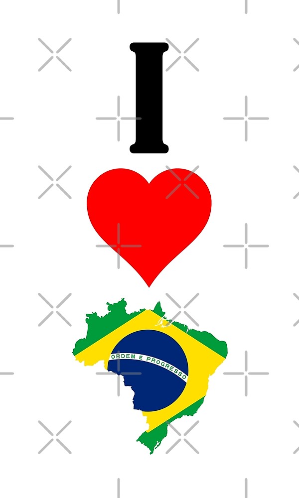 "I Love Brazil Vertical I Heart Country Flag Map" by SportsStars ...