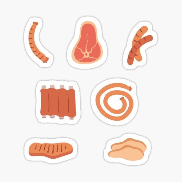 "Funny Meat BBQ Steak Chicken Ham Food Pattern Navy" Sticker for Sale ...