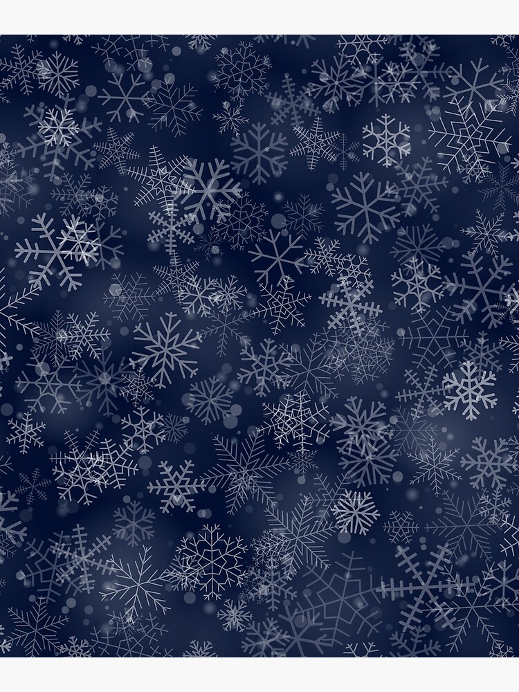 "Flakes Seamless Pattern - Blue Background with White Snow Flakes ...