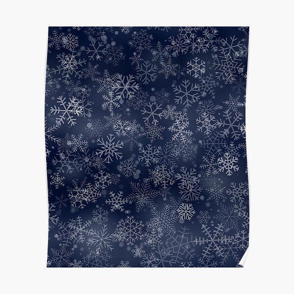 "Flakes Seamless Pattern - Blue Background with White Snow Flakes ...