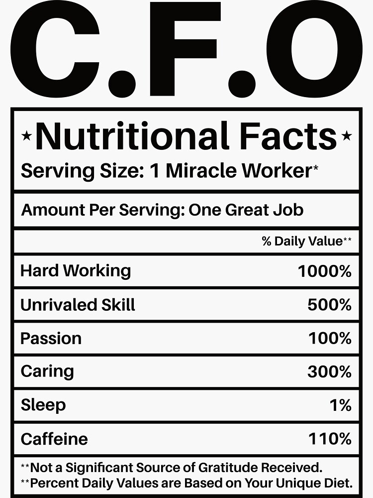 "CFO Nutritional Facts Label Chief Financial Officer Gift Funny CFO ...