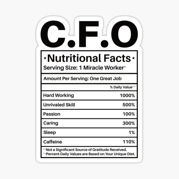 "CFO Nutritional Facts Label Chief Financial Officer Gift Funny CFO ...