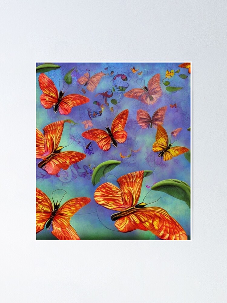 Poster « Collage de papillons violets robe de printemps colorée ailes ...