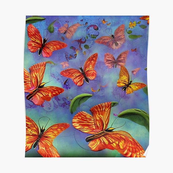 Poster « Collage de papillons violets robe de printemps colorée ailes ...