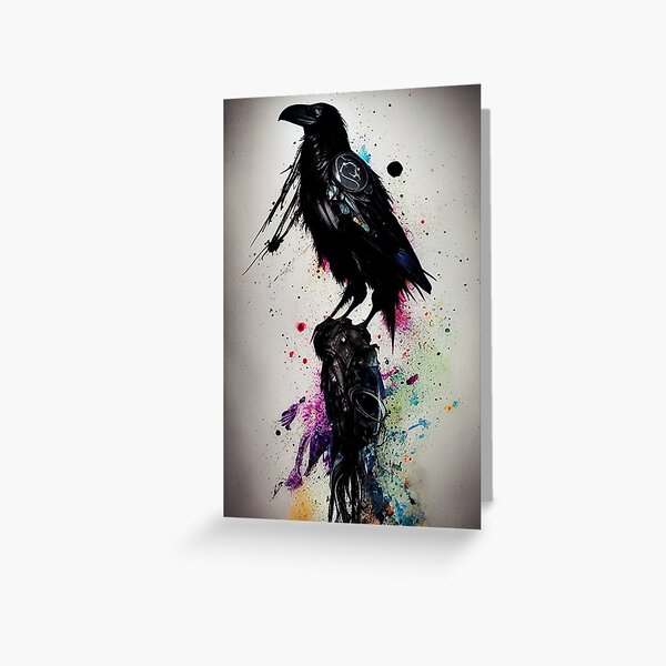 "Artistic Raven Sci Fi Paint Splatter" Greeting Card for Sale by ...
