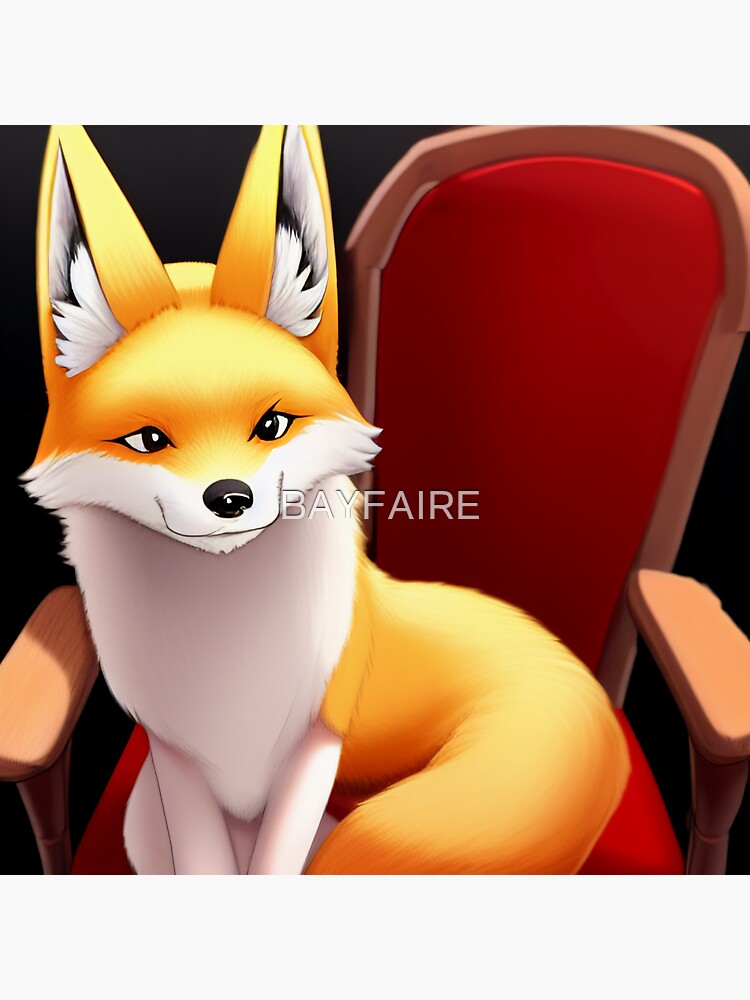 "Red Fox Sitting on Chair Smirking" Sticker for Sale by BAYFAIRE ...
