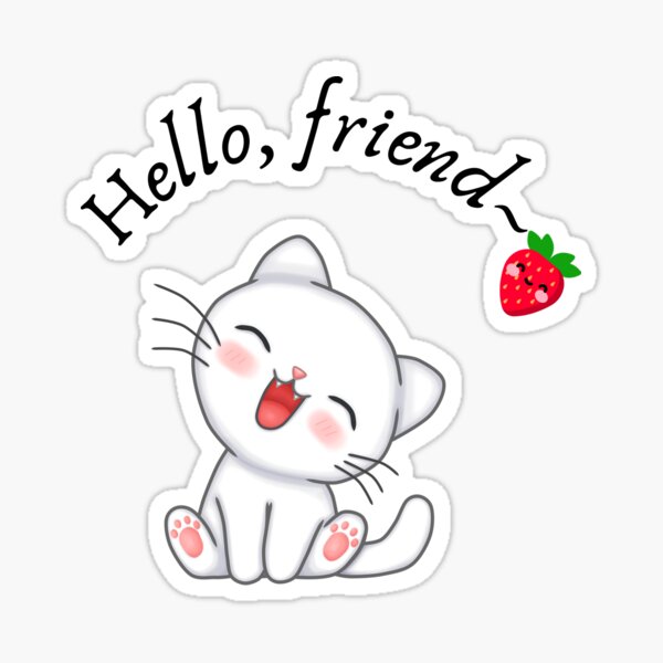 "Cute baby cat saying "Hello"" Sticker for Sale by HappyLife4U | Redbubble