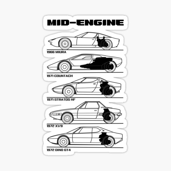 "Mid-Engine Design" Sticker for Sale by vintage-cars | Redbubble
