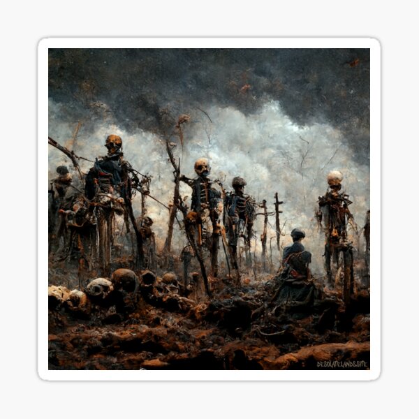 "Skeleton Soldiers in a WW1 Battlefield of Trenches - Horror War Art ...