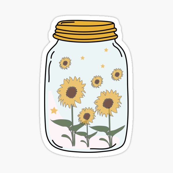 "sunflowers in a jar" Sticker for Sale by arwaIB | Redbubble