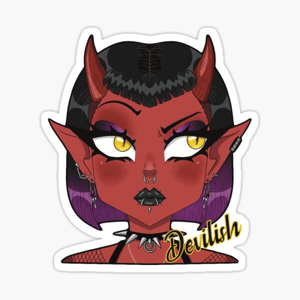 "Annoyed Demon Girl" Sticker for Sale by gothic-dolly | Redbubble