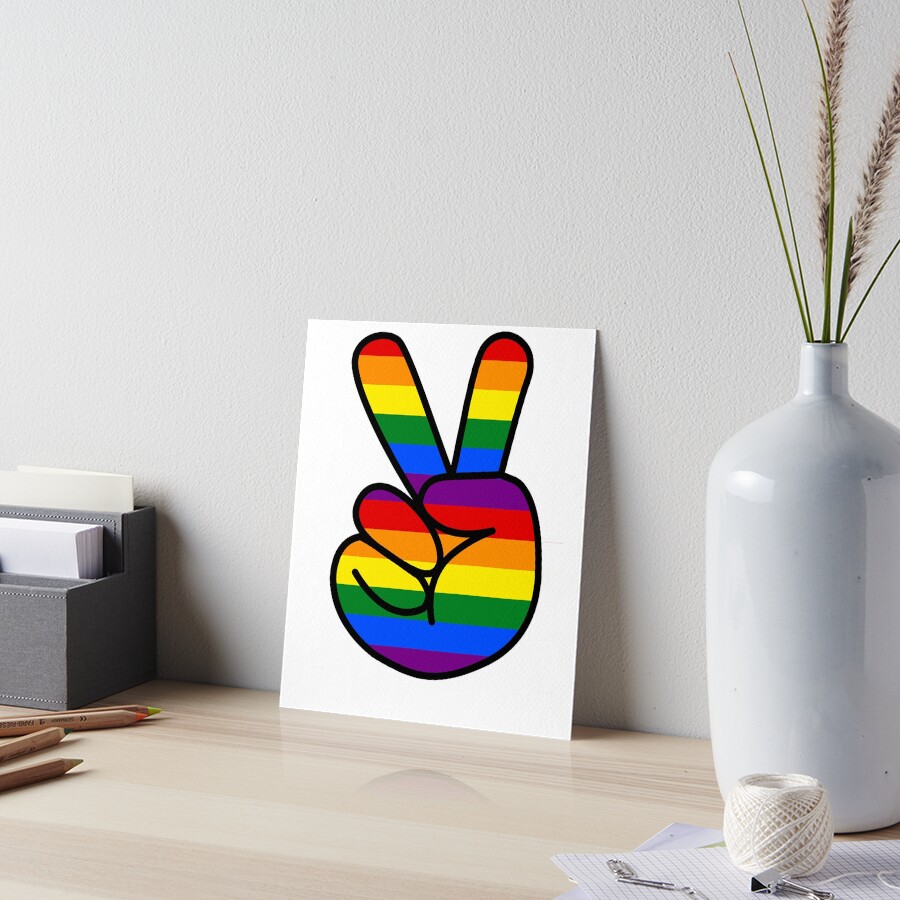 "peace sign LGBT Sticker hand lgbt-pride-month Love LGBT " Art Board ...