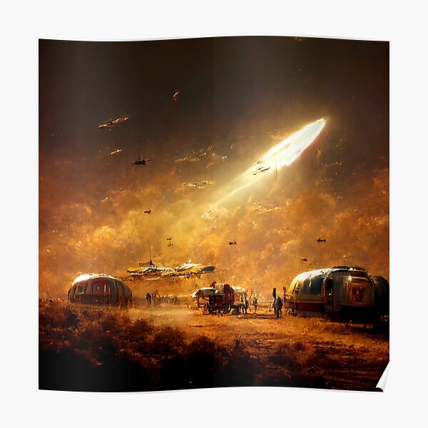 "Space Western Settlement Scene (Space Fantasy Painting Poster)" Poster ...