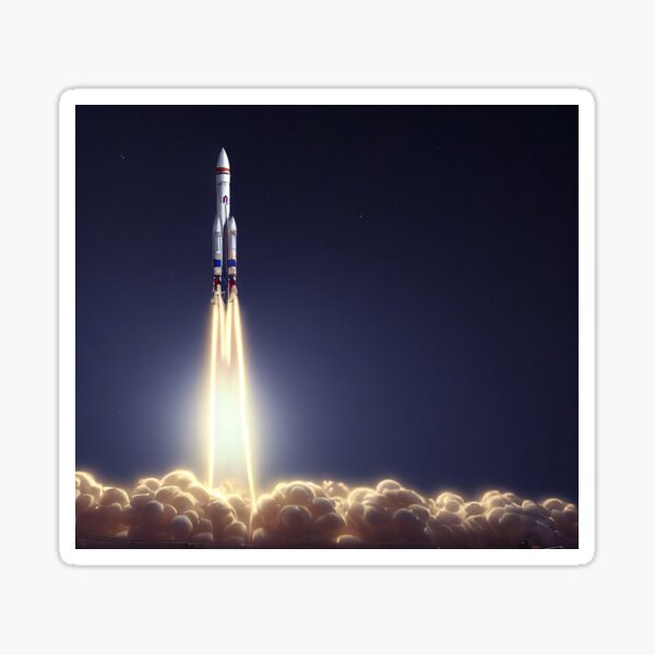 "Rocket launch" Sticker for Sale by LevelHigherART | Redbubble