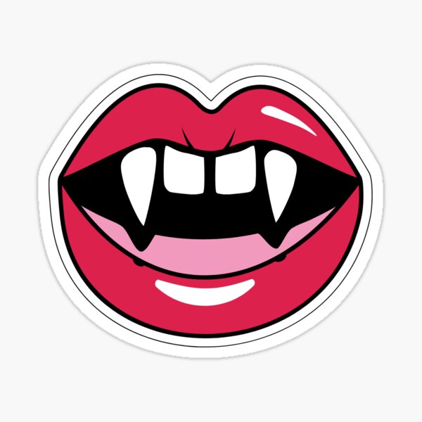 "Vampire Fangs Red Lips" Sticker for Sale by selmaal | Redbubble