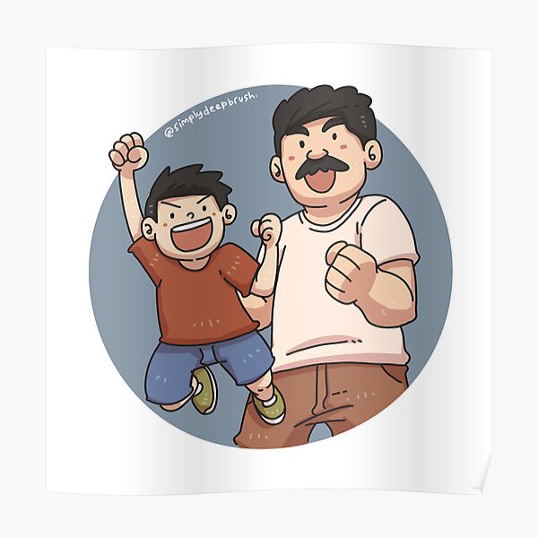 "Happy Father Dad and Son Cartoon" Poster for Sale by SimplyDeepBrush ...