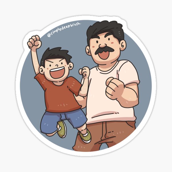 "Happy Father Dad and Son Cartoon" Sticker for Sale by SimplyDeepBrush ...
