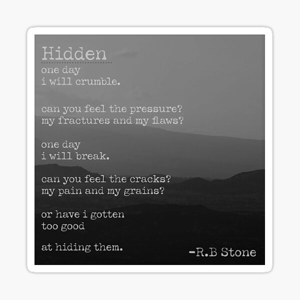 "Hidden (Poem)" Sticker for Sale by RBStoneStore | Redbubble