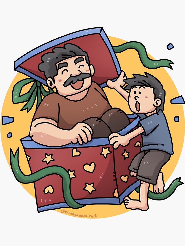 "Present Father Dad Cartoon" Sticker for Sale by SimplyDeepBrush ...