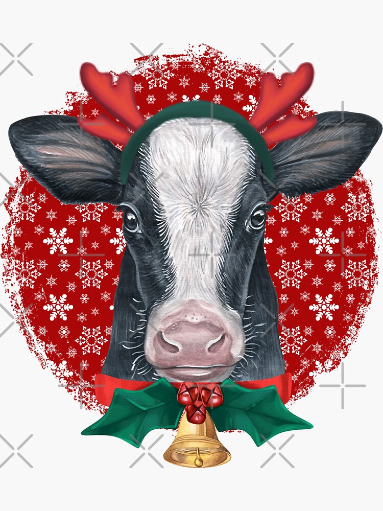 "Cute Holiday Cow" Sticker for Sale by TheAnimalZ00 | Redbubble