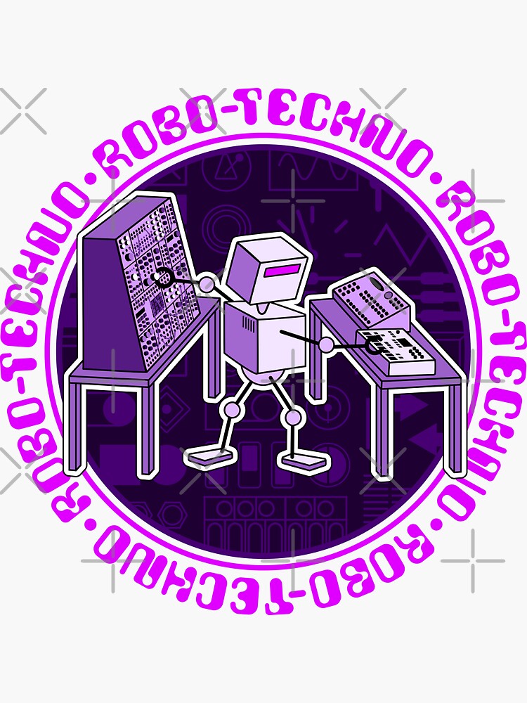 "Robot Playing Modular Synth" Sticker for Sale by AtomicMalibu | Redbubble