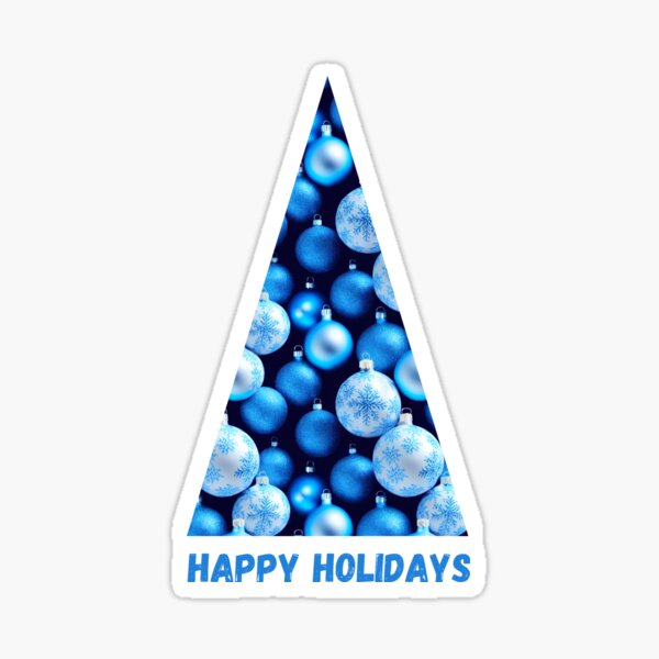 "Happy Holidays Christmas tree very small blue ornaments in a christmas ...