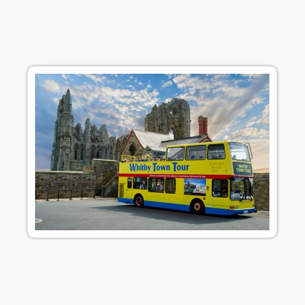 "Whitby Abbey and Tour Bus" Sticker for Sale by Alisonchambers2 | Redbubble