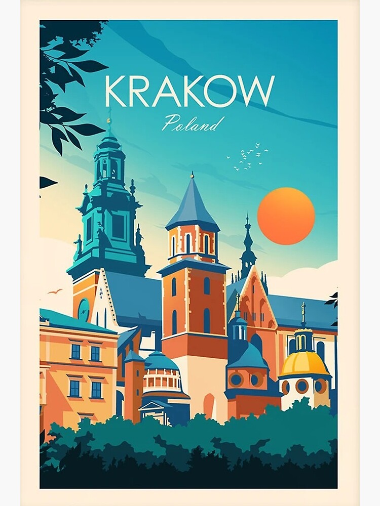 "Krakow Travel Poster" Postcard for Sale by hamparts | Redbubble