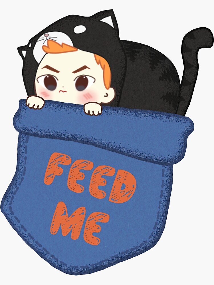 "Cat: Feed me" Sticker for Sale by JCorralDesign | Redbubble